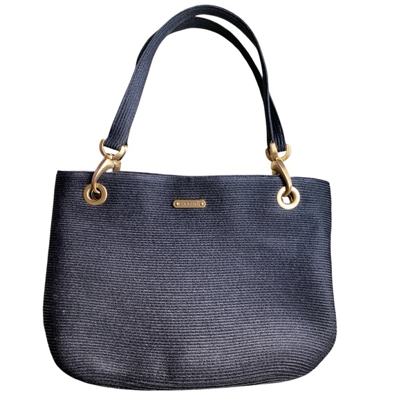 Eric Javits | Bags | Eric Javits Black Tote Raffia Bag With Gold ...